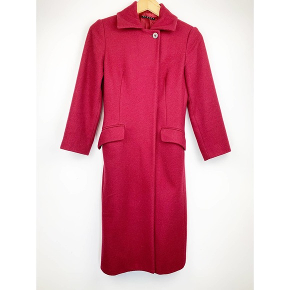 Sisley | Jackets & Coats | Sisley Wool Blend Red Long Coat 6 | Poshmark